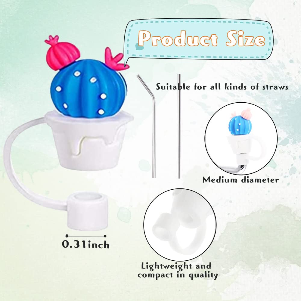 Silicone Straw Tips Cover for 8mm Drinking Straws,6 Pcs Reusable Straw Covers Cap,Lovely Fruit Straw Plug Dust-Proof Caps Straw Tips Lids Home Kitchen Use(6pcs-Style B)