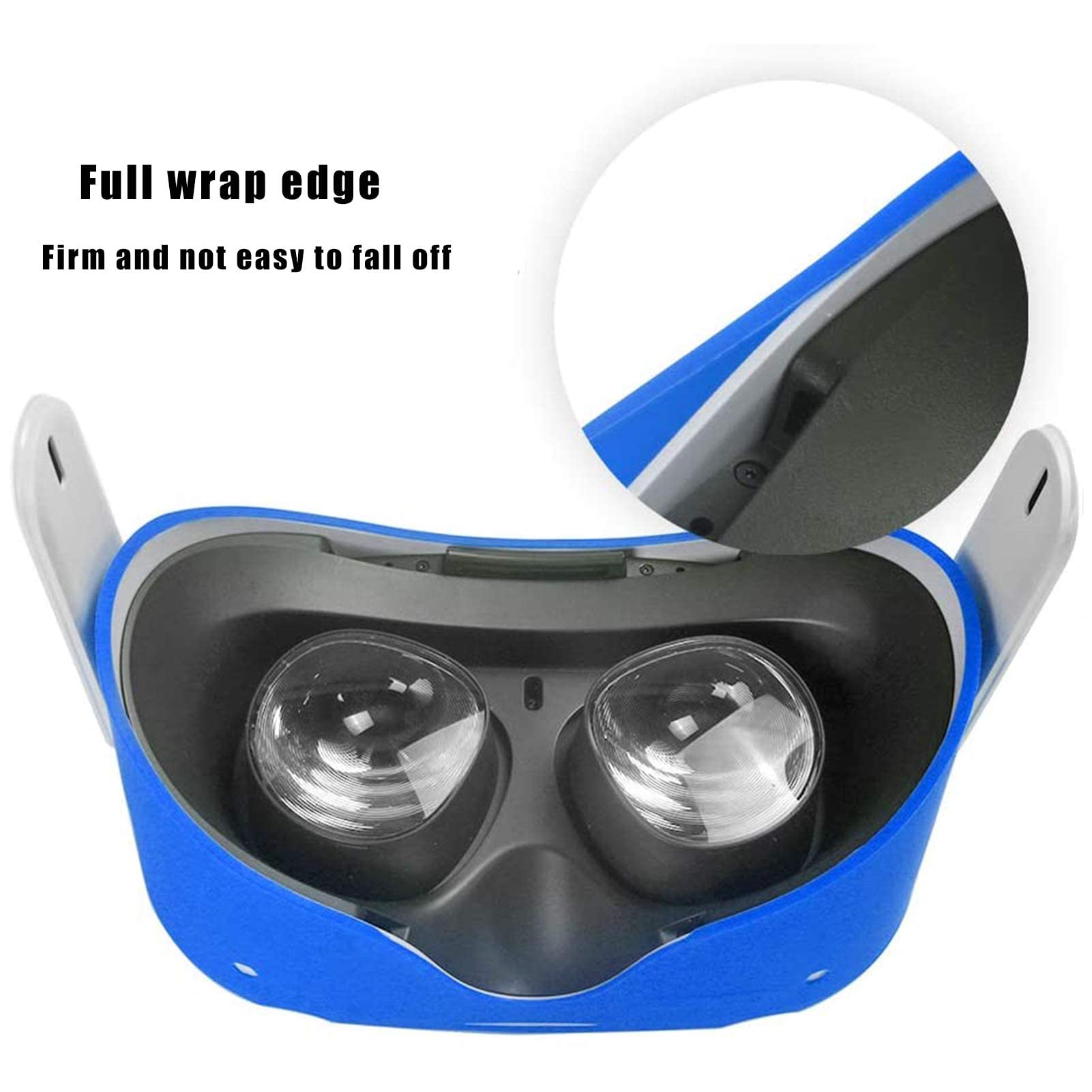 TATACO Oculus Quest 2 VR Shell Silicone Face Protector Cover - Sweat-Proof, Non-Slip, Washable, Anti Scratch Anti Dust(3pc+1pc-Blue)
