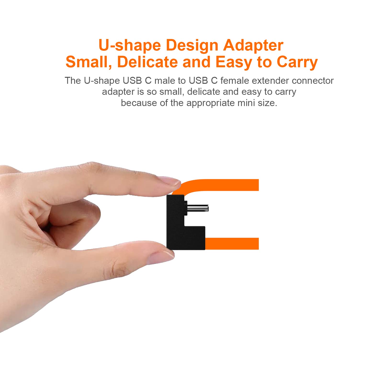 Zeilala 2PACK U-Shape USB Type-C to USB Type-C Extender Adapter Connector Converter Transfer 4K Video, 10Gbps Data Transfer & Charging for All USB C Phone, Laptop and Tablets. (Black)