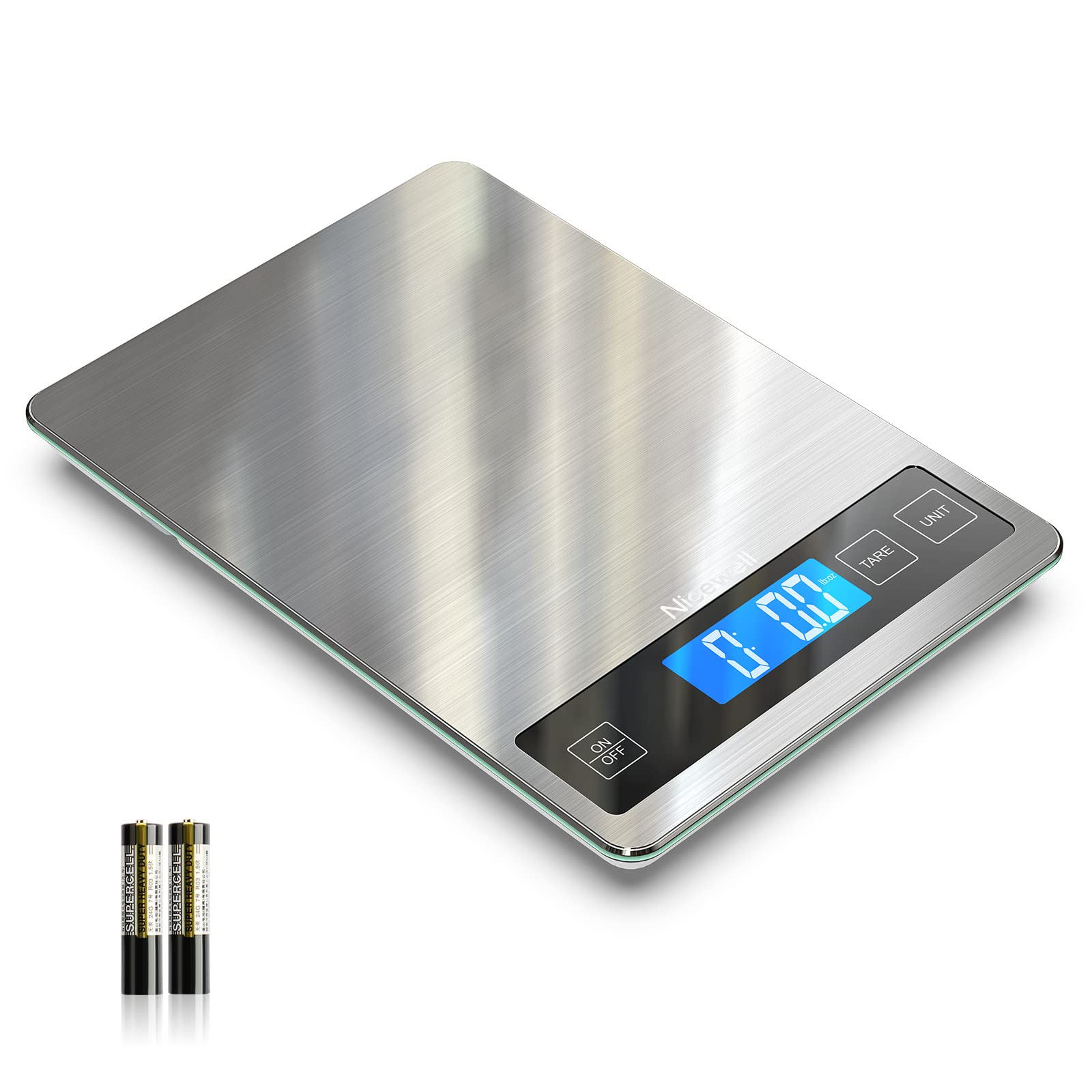 Nicewell Food Scale, 22lb Digital Kitchen White Scale Weight Grams and oz for Cooking Baking, 1g/0.1oz Precise Graduation,Tempered Glass Scale (White)