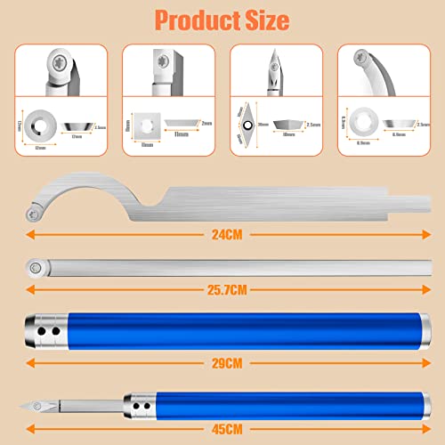 WenCrew Carbide Tipped Wood Turning Tools Set, 2023 Upgrade Carbide Lathe Tools for Woodturning, Lathe Rougher Finisher Swan Neck Hollowing Tools with Extendable Shafts