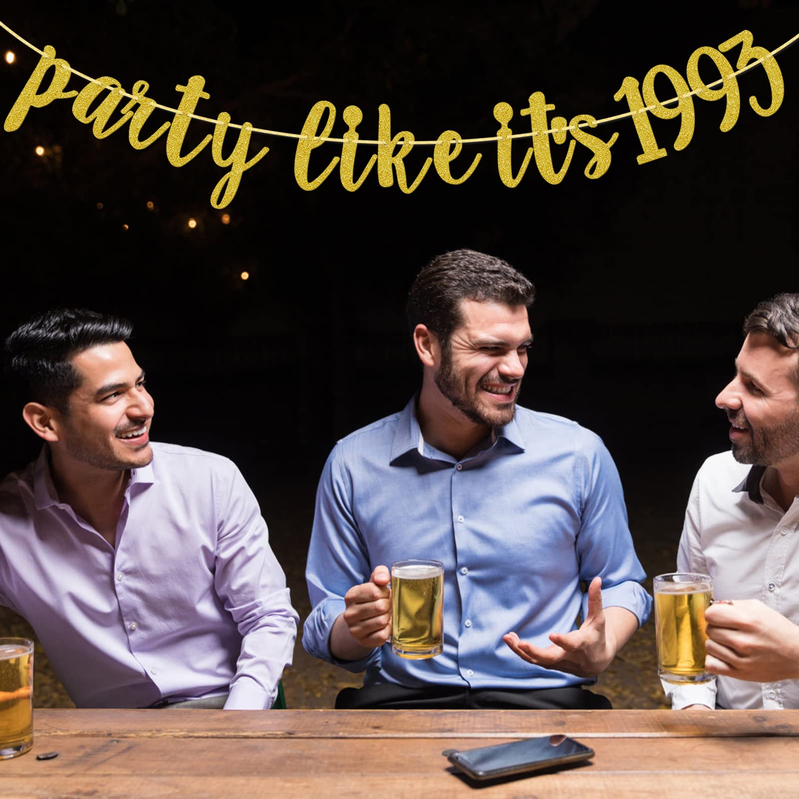Party Like It's 1993 Banner, 31th Birthday Anniversary Party Decorations, Back in 1993 Birthday Decor, Pre-Strung, Gold Glitter