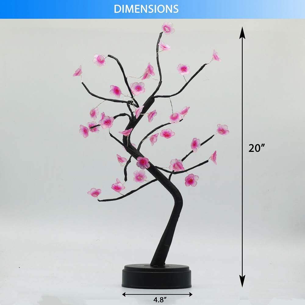 OTAVILEM Bonsai Tree Light, Tree Lamps for Living Room, Cute Night Light for House Decor, Good for Gifts, Home Decorations, Weddings, Christmas and More (Pink Cherry Blossom, 36 LED)
