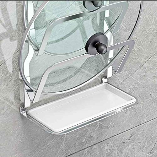 WWFS Kitchen Utensil Organizer Pan Pot Cover Lid Storage Rack Kitchen Wall Hanging Pot Cover Frame 3 Layer Storage Rack