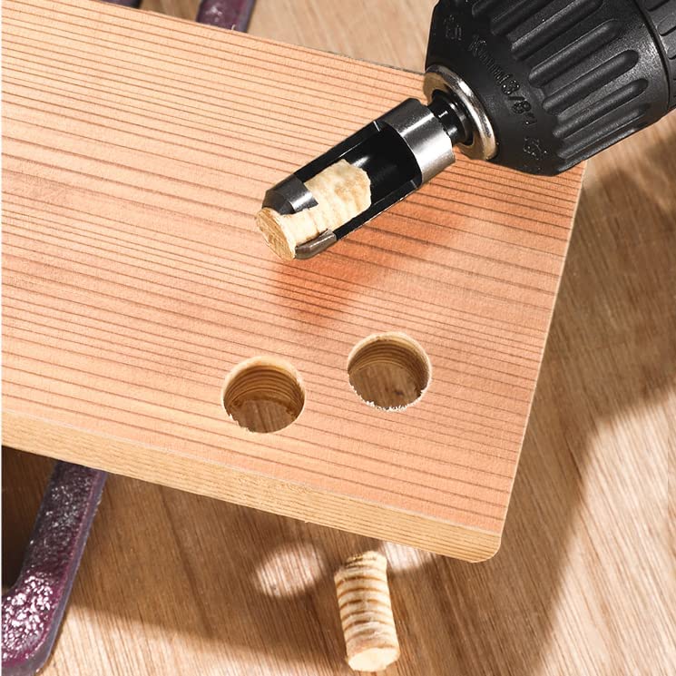 Utoolmart 8pcs Wood Plug Cutter Drills Bit Set 1/4โ 3/8โ 1/2โ 5/8โ Barrel Cork Tenon Hole Saw Cutting Tools for Woodworking, High Carbon Steel