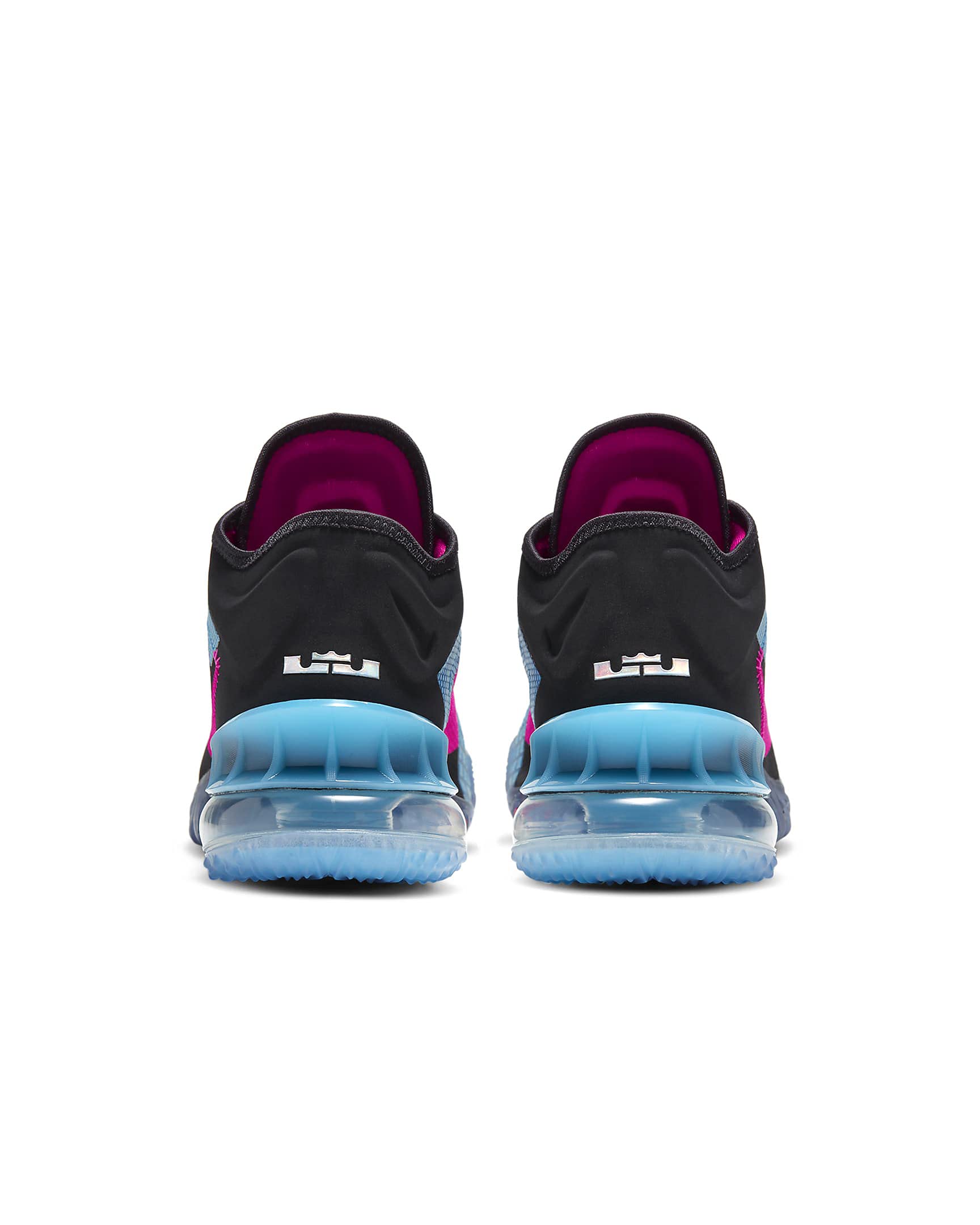 Nike Men's Lebron XVIII Low Neon Light Fireberry/Blk-Lt Blue Fury (CV7562 600) - 9.5