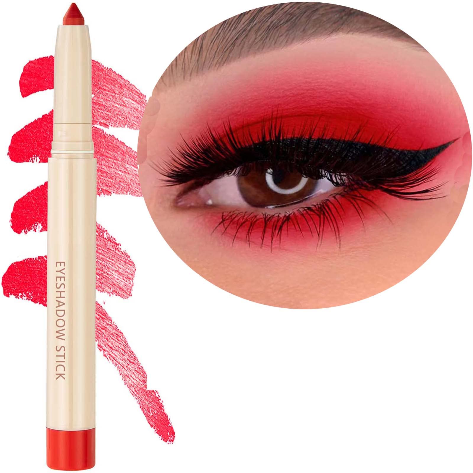 Red Matte Eyeshadow Stick Makeup Cream Shimmer Smooth Eyeshadow Pencil, Hypoallergenic Waterproof Long Lasting Eyeshadow, Create High-Impact, Multi-Dimensional Eyes Look (Red Matte # 06)