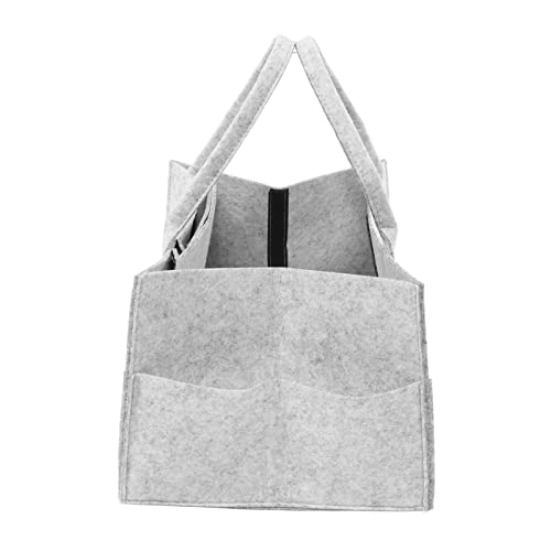 Orenic Light Grey Felt Diaper Tote Bag, Spacious Nursery Organizer for Diapers, Storage, and Baby Essentials, Gift for Boys and Girls, Felt Diaper Caddy Organizer