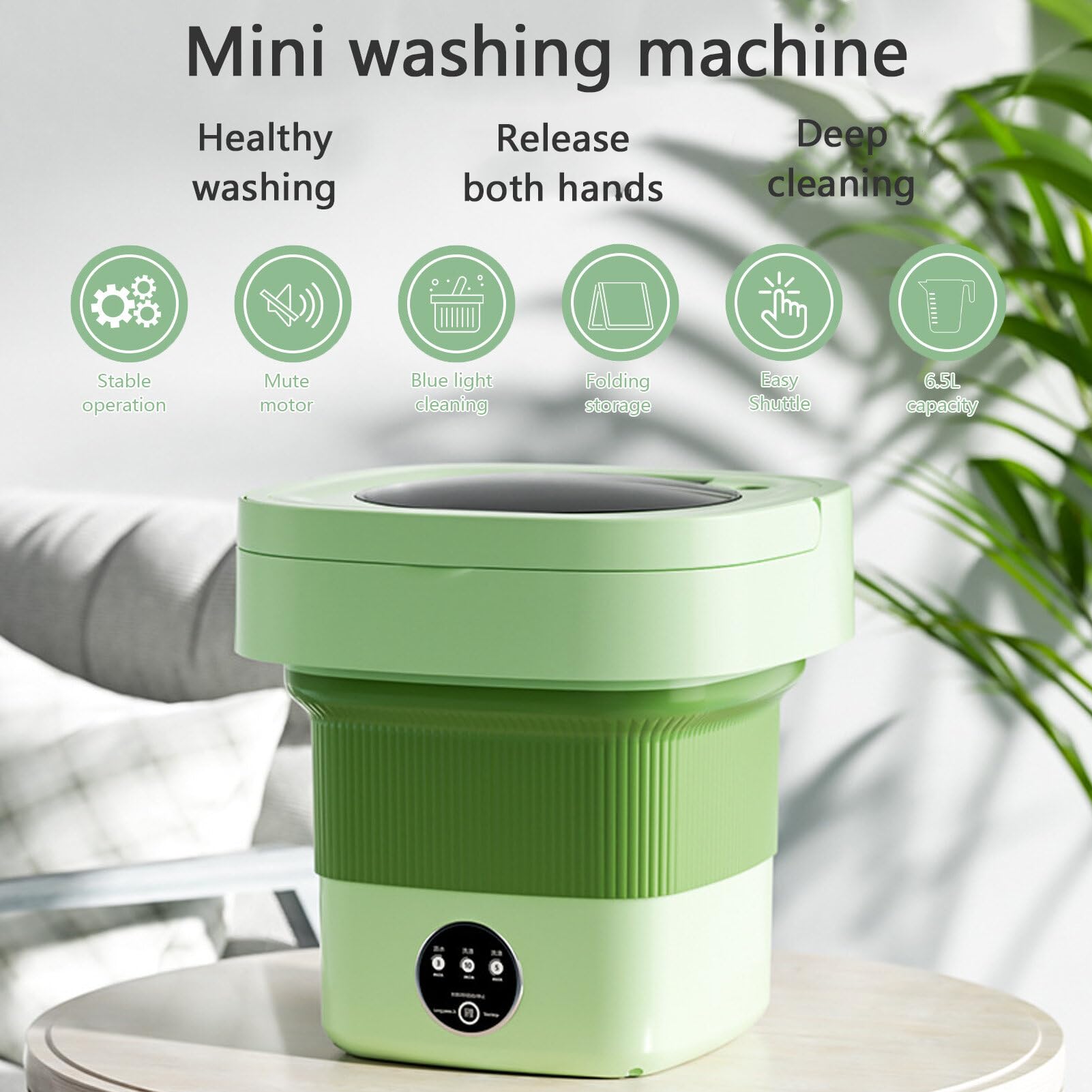 Portable Washing Machine, Foldable Mini Washing Machine and Spin Dryer Large Capacity Mini Washer Small Foldable Bucket Washer Suitable for Apartment Dorm,Travelling,Best Gift Choice -PURPLE