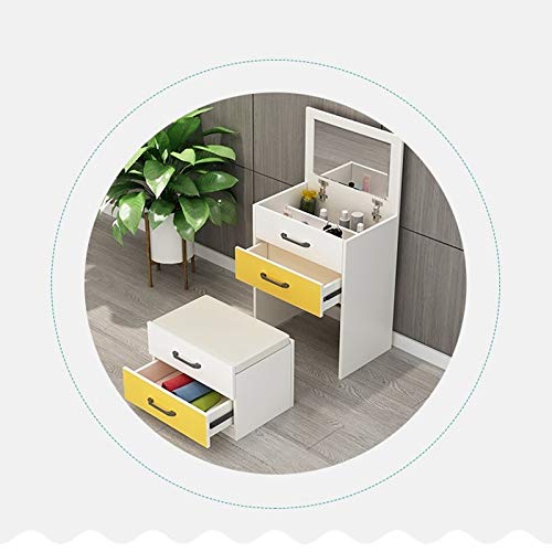 WYKDD Multi-Function Makeup Table Nordic Dressing Table Storage with Drawer Cabinet Bedroom White Black with Small (Color : D)
