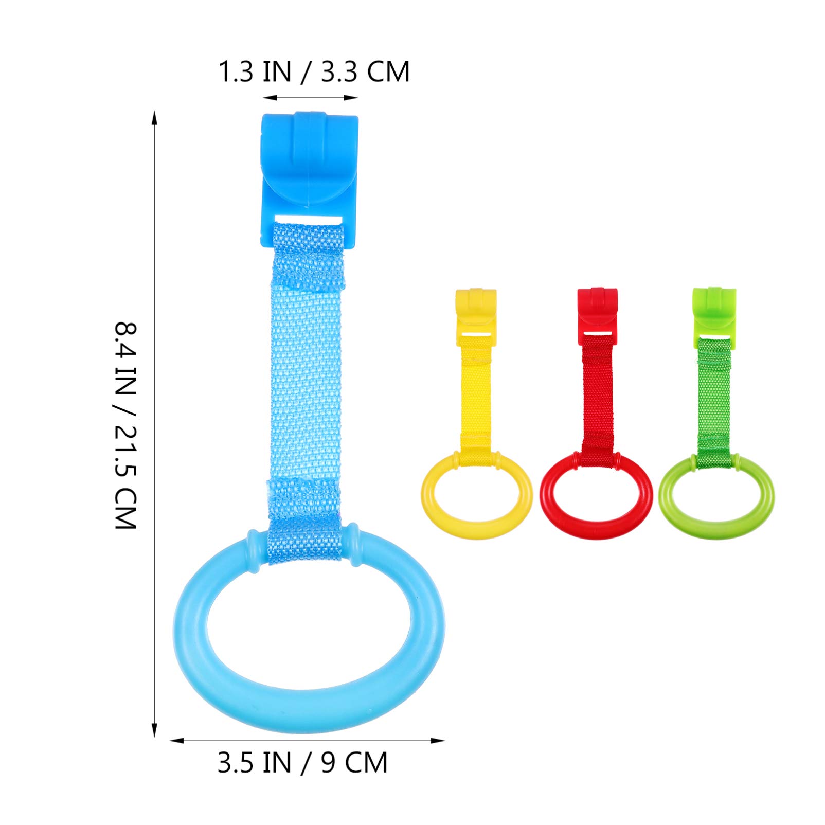 Zerodeko 4Pcs Baby Crib Pull Rings, Baby Walking Training Rings Stand Up Safety Hanging Rings Playpen Accessories Cot Ring Play Gym Walker Assistant Tools for Baby, Toddler, Infant