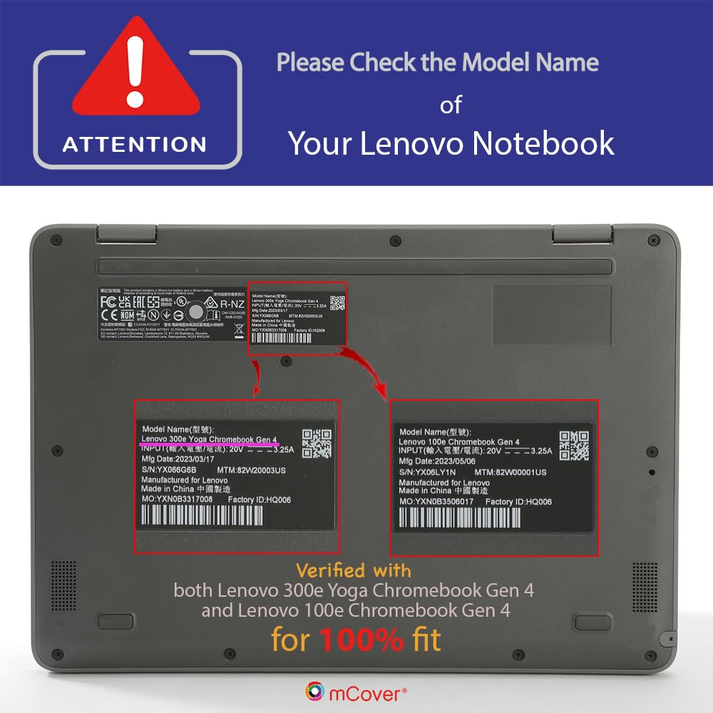 mCover Hard Shell Case ONLY Compatible for 2023~2024 11.6" Lenovo Chromebook 300E Yoga Gen4 / 100E Gen 4 Laptop (NOT fitting ANY other Lenovo models) - Black