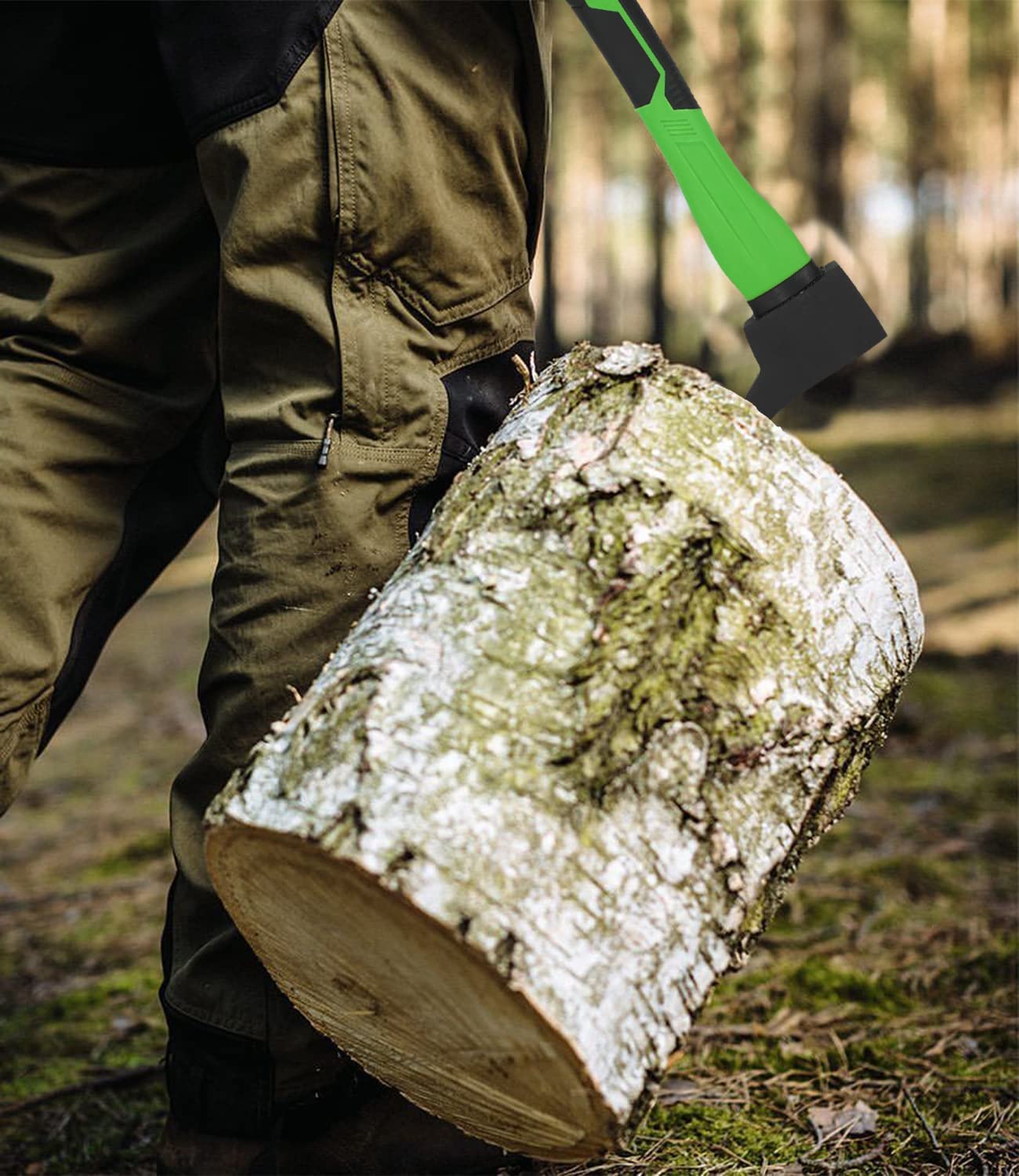 WICING Hookaroon, Pickaroon Logging Tool Forged Steel, with Anti-Slip & Shock Reduction Grip, for Log Lifting and Moving Wood Firewood Tool