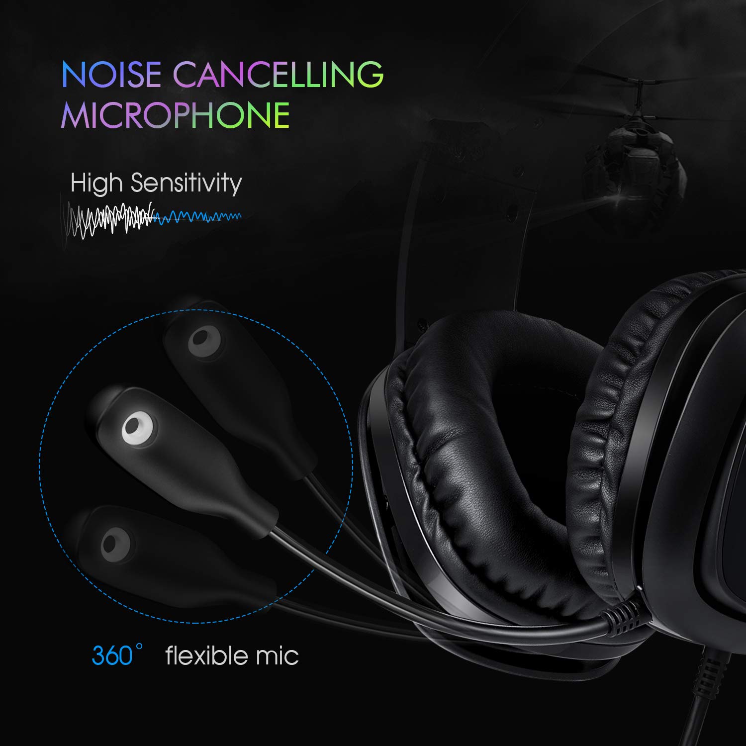 REDSTORM Gaming Headset PC Headset RGB Lights with 7.1 Surround Sound, USB Headphones with Noise Cancelling Microphone Plug & Play Compatible with Mac/PC/Laptops/Mac Computers