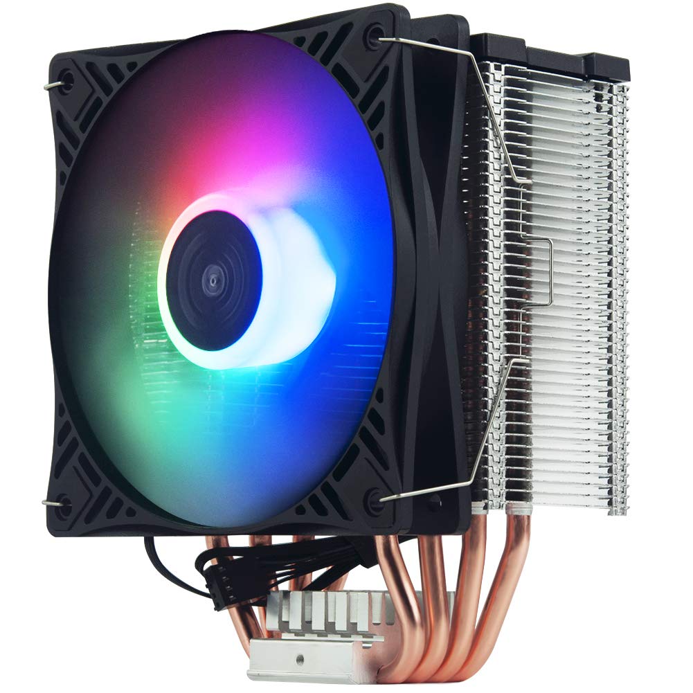 PCCOOLER X4S CPU Cooler, High Performance RGB CPU Air Cooler with Silent 120mm PWM Fan, 145W TDP, 4 Copper Direct Contact Heat Pipes for AMD Ryzen/Intel (AM4 Compatible)
