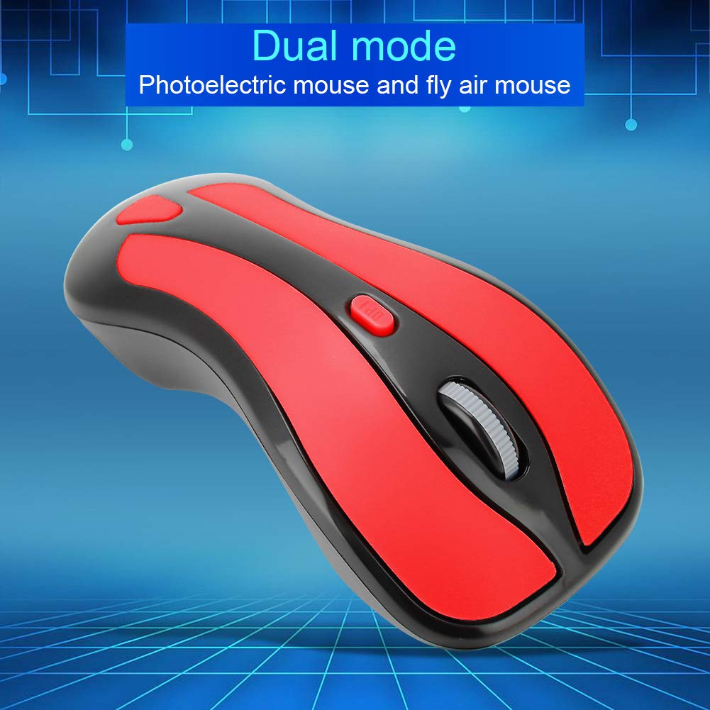 Zerone Wireless Gyroscopic Mouse Gyration Air Mouse, 2.4G Gyro Wireless Mouse Maximum 1600 DPI Optical Mice Gaming Mouse with USB Nano Receiver for PC Laptop Smart TV/Box(Red+Black) (Reed) (Renewed)