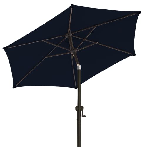 wikiwiki 7.5 FT Patio Umbrellas Outdoor Table Market Umbrella with Push Button Tilt/Crank,6 Sturdy Ribs, Fade Resistant Waterproof POLYESTER DTY Canopy for Garden, Lawn, Deck, Backyard & Pool