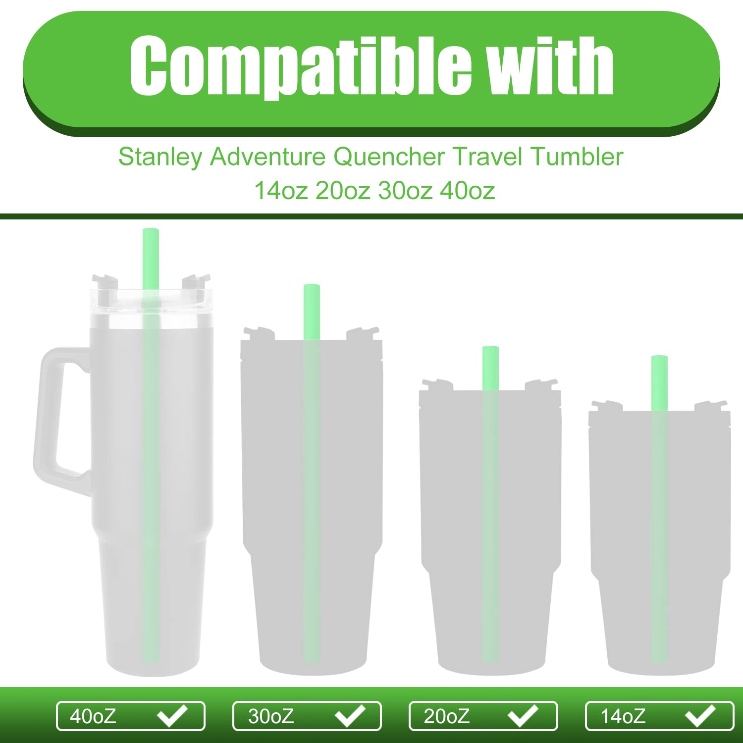 Silicone Straws Set, Including 6pcs Silicone Straws and 1pc Cleaning Brush, 12.6 inch Length Cuttable Long Straws Reusable Replacement Straws for Stanley 40 oz