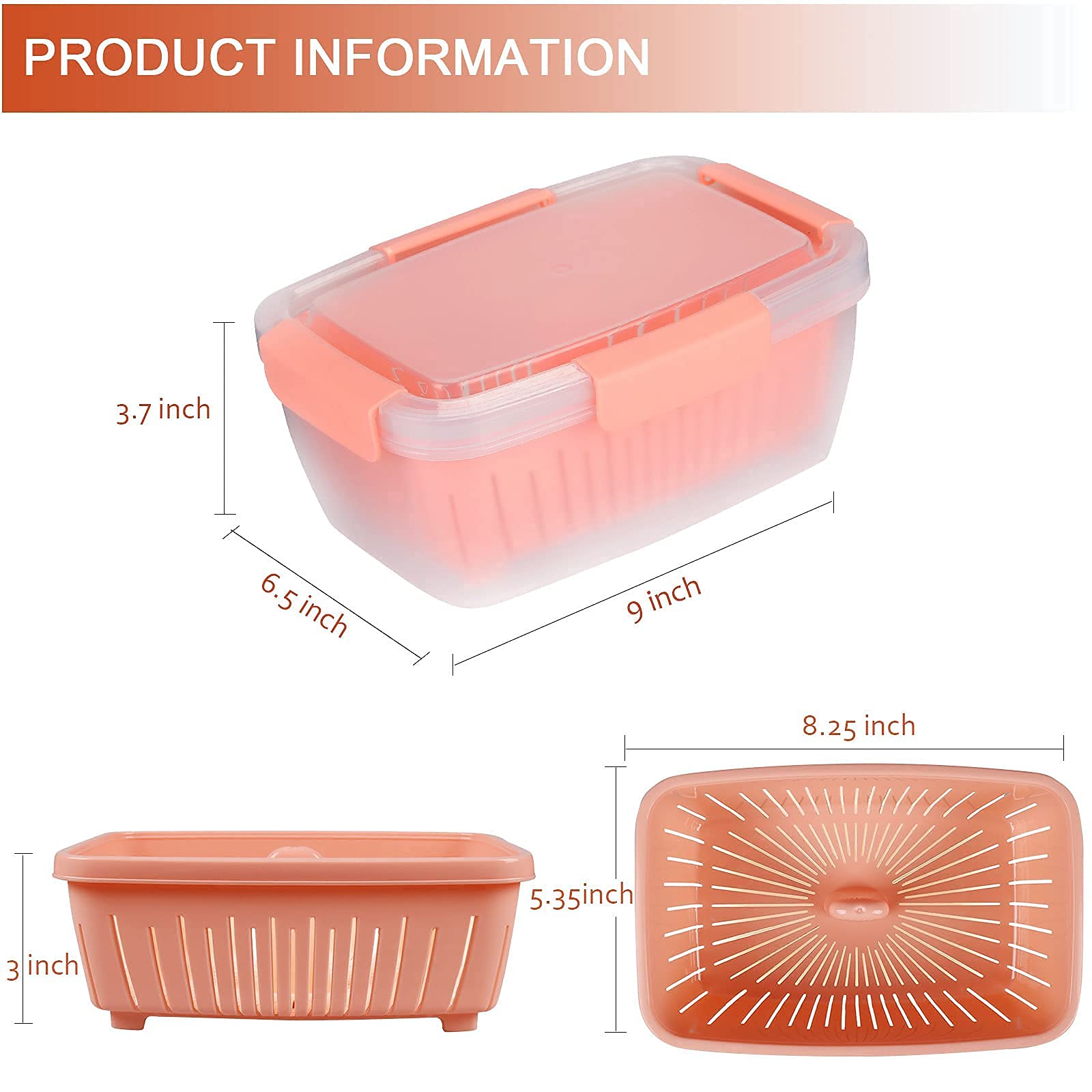 shopwithgreen 52 OZ to Go Salad Container Lunch Container, BPA-Free, Berry Boxes Keep Fresh Produce Saver Food Storage Containers with Leak-proof Lids - Clear, 68oz,Microwave Safe (Pink)