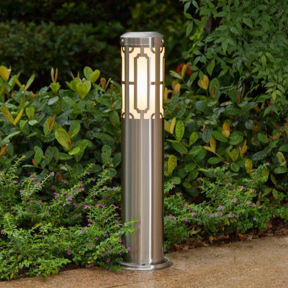 Pcqre Modern Stainless Steel Landscape Light IP54 Outdoor Acrylic Lawn Lamp Backyard Path Light Home Garden Waterproof Grass Lamp E27 Creative Street Light