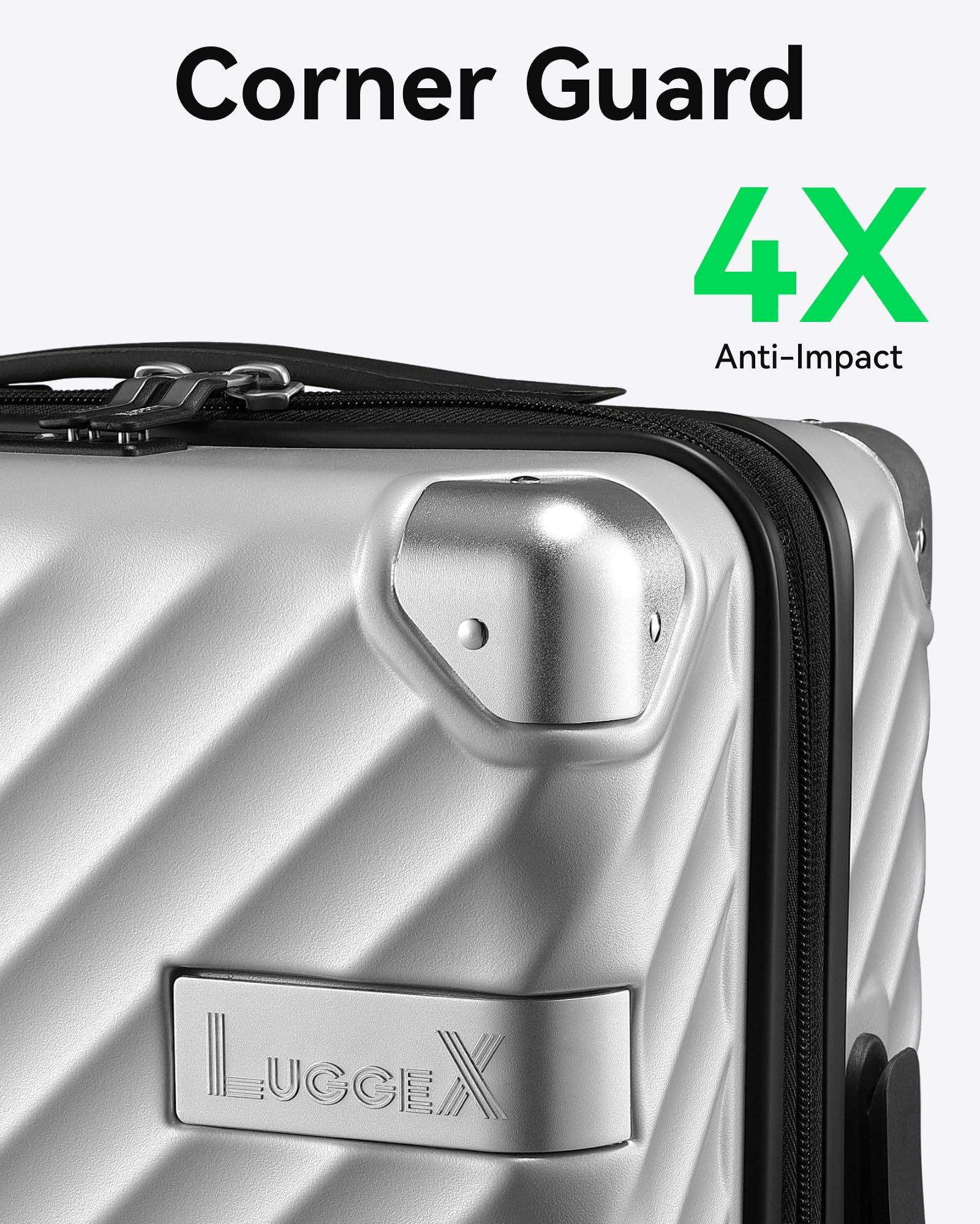 LUGGEX Unisex Adult All Expandable Hardshell Luggage Sets with Spinner Wheels, White, 3 Piece (20/24/28)