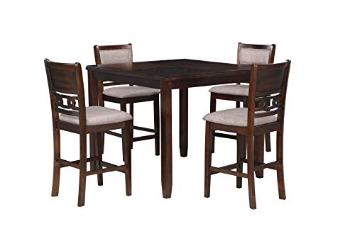 New Classic Furniture Gia 5-Piece Counter Table with Four Chairs, 42-Inch, Cherry Brown