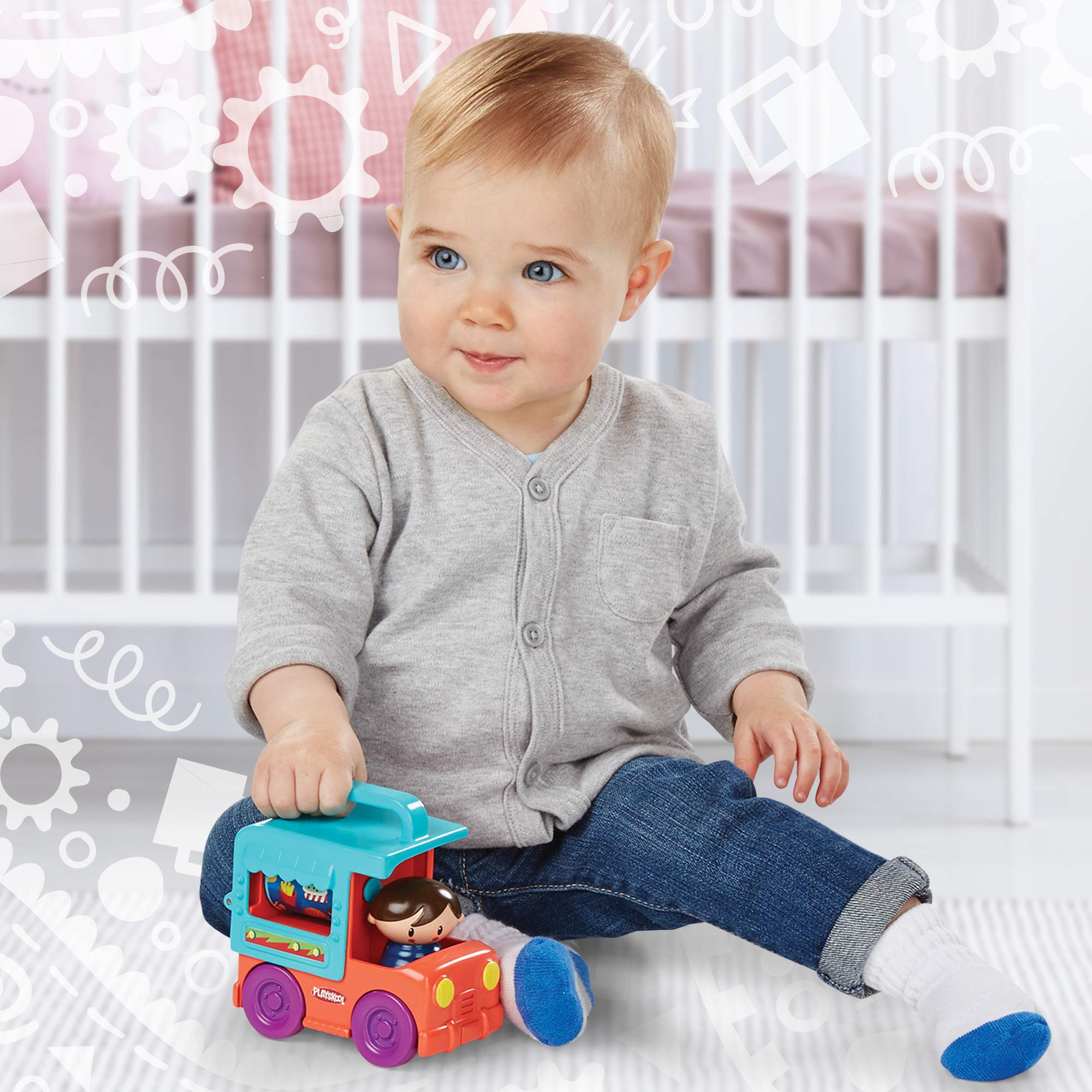 Playskool Fold 'n Roll Trucks Activity Toy Bundle of 2 Vehicles for Toddlers 12 Months and Up, Food and Ice Cream Truck Themes with 1 of Each (Amazon Exclusive)
