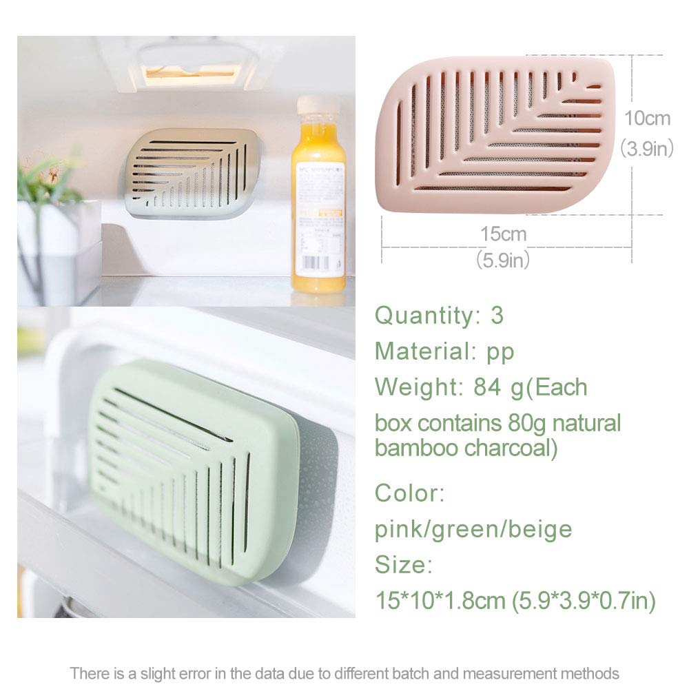 Refrigerator Deodorizer Closet Deodorizer Freshener，Refrigerator Smell Remover，Nature Fresh Refrigerator Charcoal Air Purifying Bag for Deodorizer 3bags/pcs
