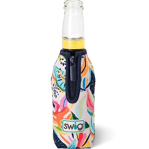 Swig Life Bottle Coolie, Standard 12oz Bottle Insulator Sleeve with Zipper, Neoprene Insulated Bottle Jacket Keeps Drinks Cold, Bottle Cooler in Calypso