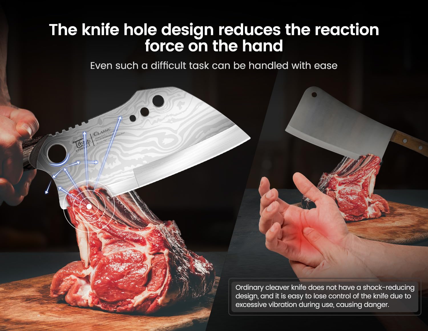 Multifunction Chinese Chef Knife, 7.7 Inch Meat Cleaver With Herb Stripper And Sheath, Butcher Knife Heavy Duty Bone Chopper, Slicing Vegetables, Damascus Pattern Full Tang Wood Handle Design