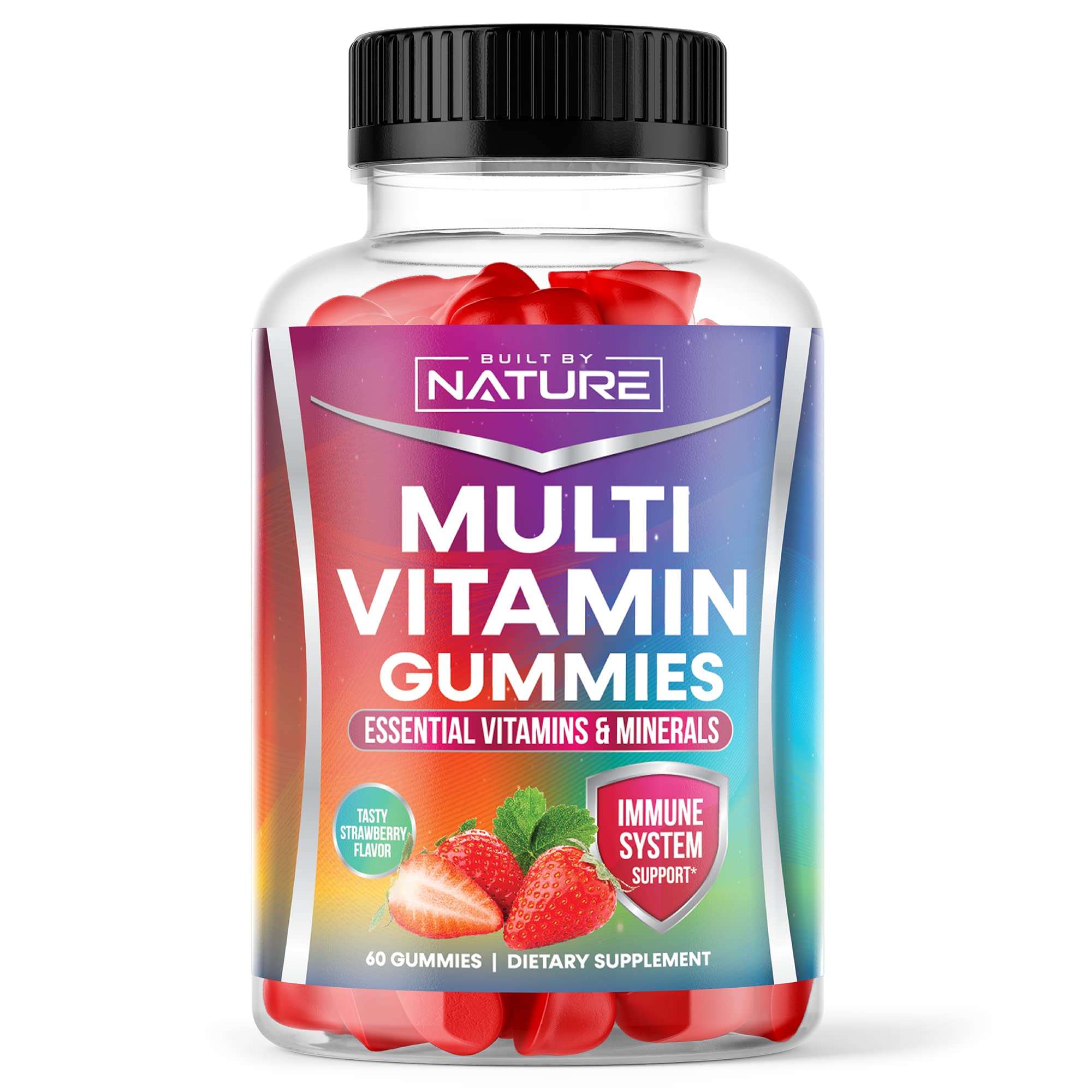 Multivitamin Gummies - Womens & Mens Daily Gummy Multivitamins for Adults with Vitamins A, C, E, B6, B12, and Minerals - Natural Multi Vitamin Supplement, Non-GMO, Berry Flavor - 60 Gummies