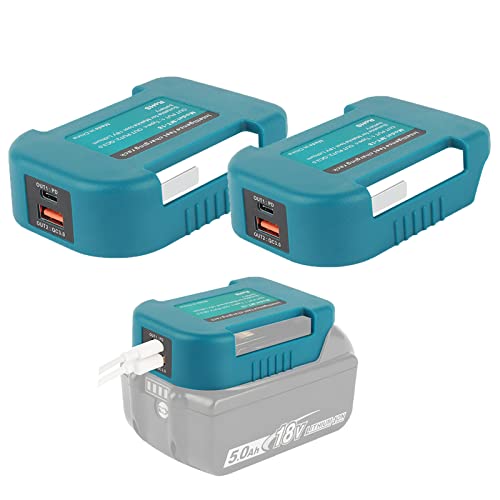 ZLWAWAOL 2 Pack USB Charger Adapter Compatible with Makita 18V Battery 2 USB Holder with Type-C Fast Charging