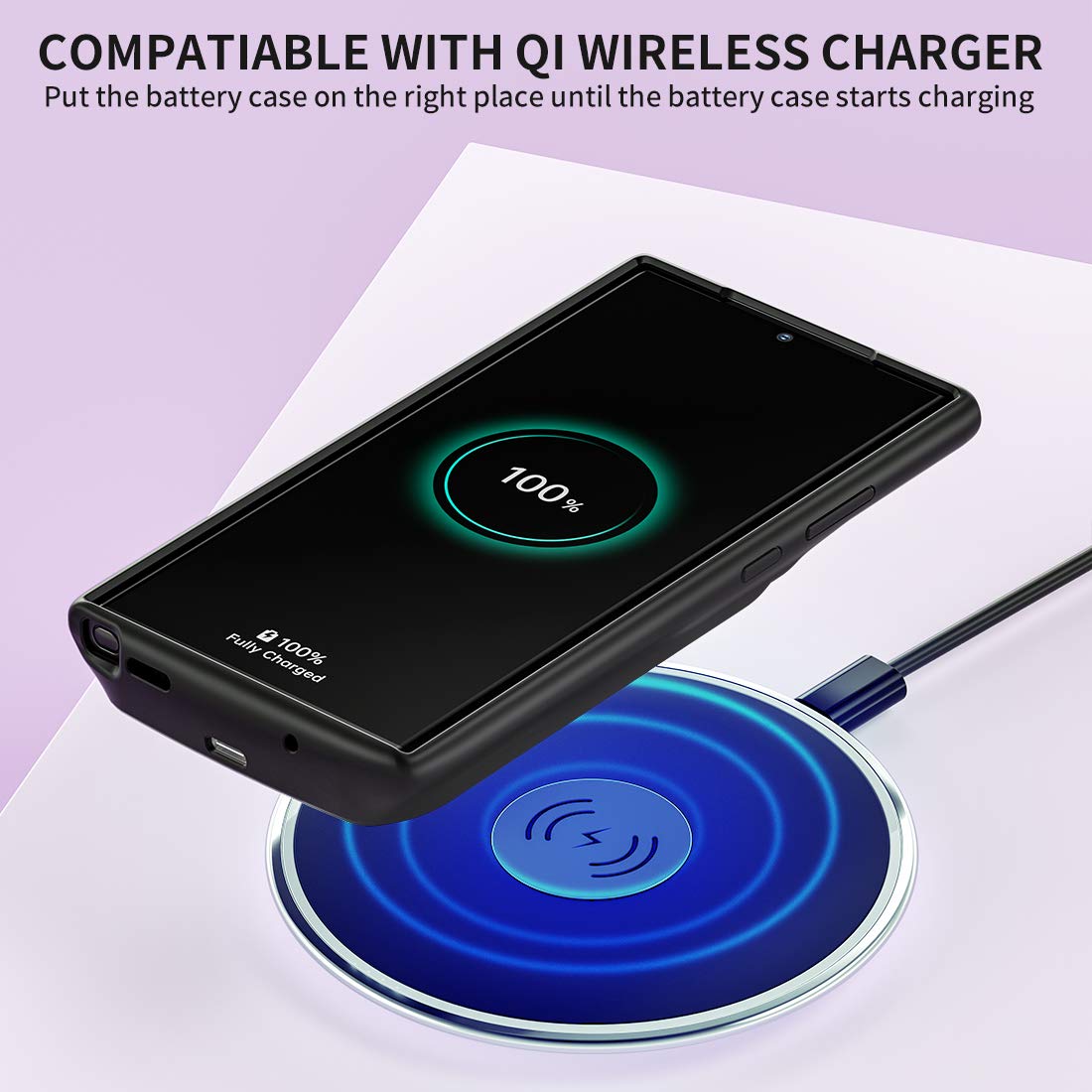 NEWDERY Battery Case for Galaxy Note 20 Ultra 10000mAh, Fast Charging & Qi Wireless & Android Auto Supported, Extended Backup Charger Case for Samsung Galaxy Note 20 Ultra 5G (6.9") Black