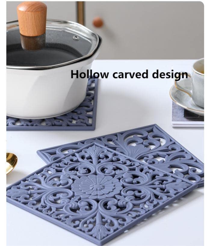 Smithcraft Trivets for Hot Dishes, Pots & Pans, Square Hot Pads for Kitchen, Heat Resistant Mats for Kitchen Counter, Multi Use Silicone Trivet Mat, Flexible Silicone Pot Holders Mats Black Set of 3