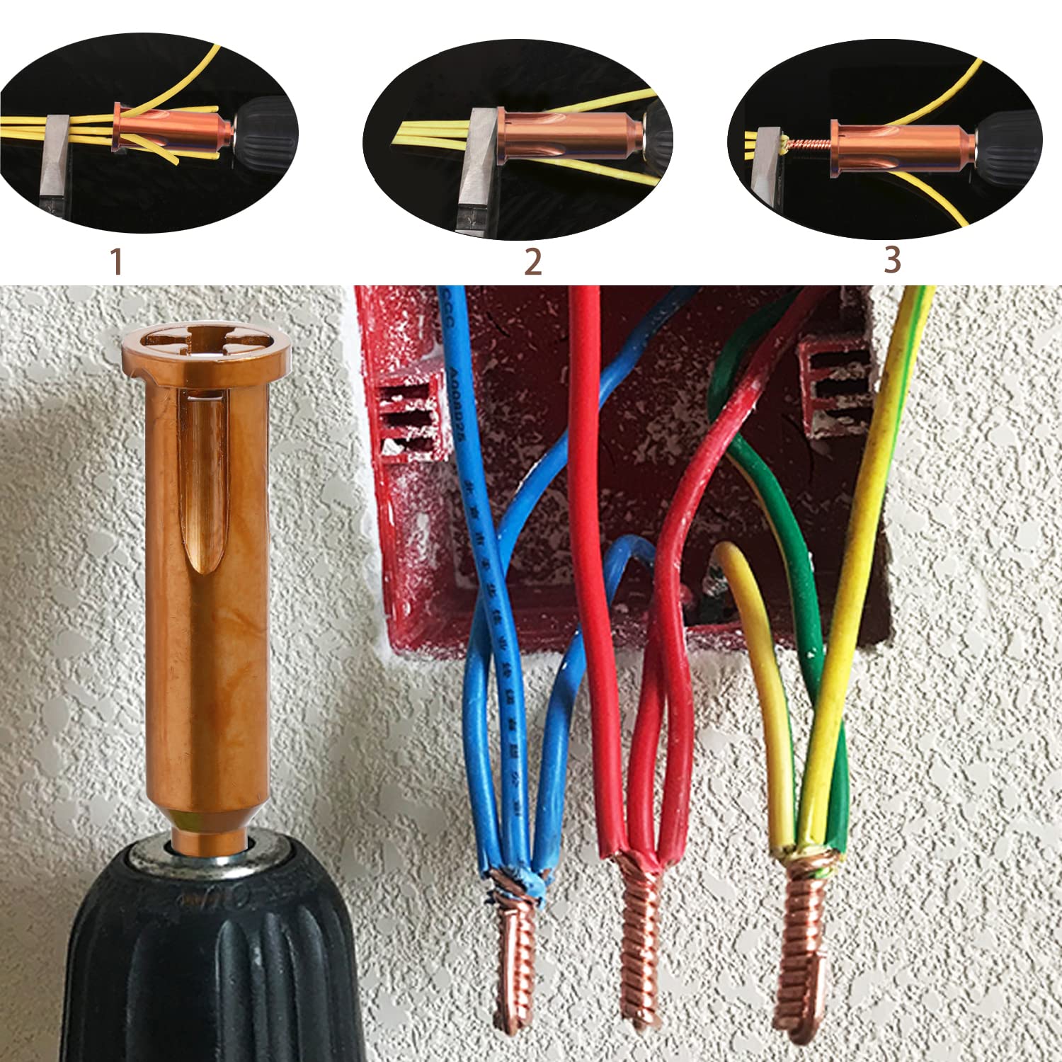 Wire Twisting Tool Cable Wire Stripper and Twister for Electrical Power Drill, 3 Way/ 5 Way Wire Stripping Tool Compatible with 6/ 7/ 8/ 9/ 10 AWG Wire