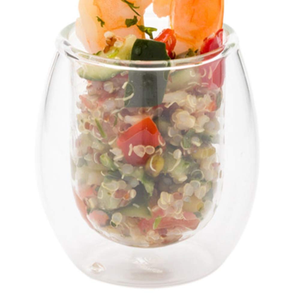 Restaurantware Forma 3 Ounce Mousse Glass Cups 10 Double Wall Appetizer Shot Glasses - Does Not Chip Reusable Clear Glass Sample Cups Rolled Rim For Mini Appetizers Or Desserts