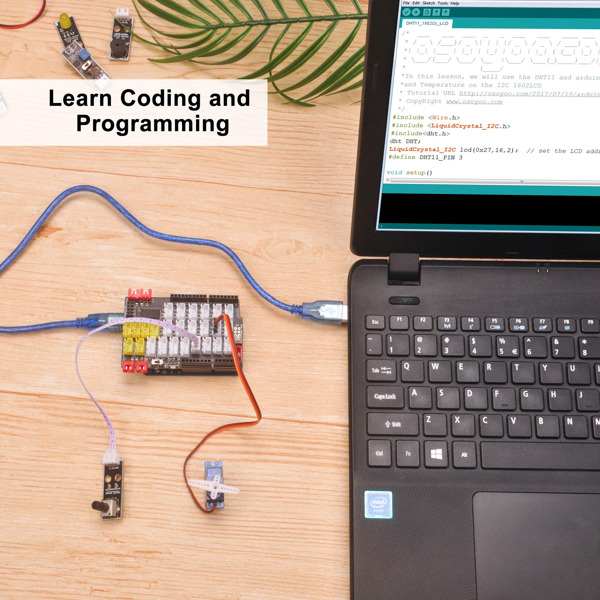 OSOYOO Starter Ultimate Bundle Kit for Arduino | Early STEM Education for Beginners | No Need breadboard | Includes XH2.54 Male Socket Expansion Board and sensors