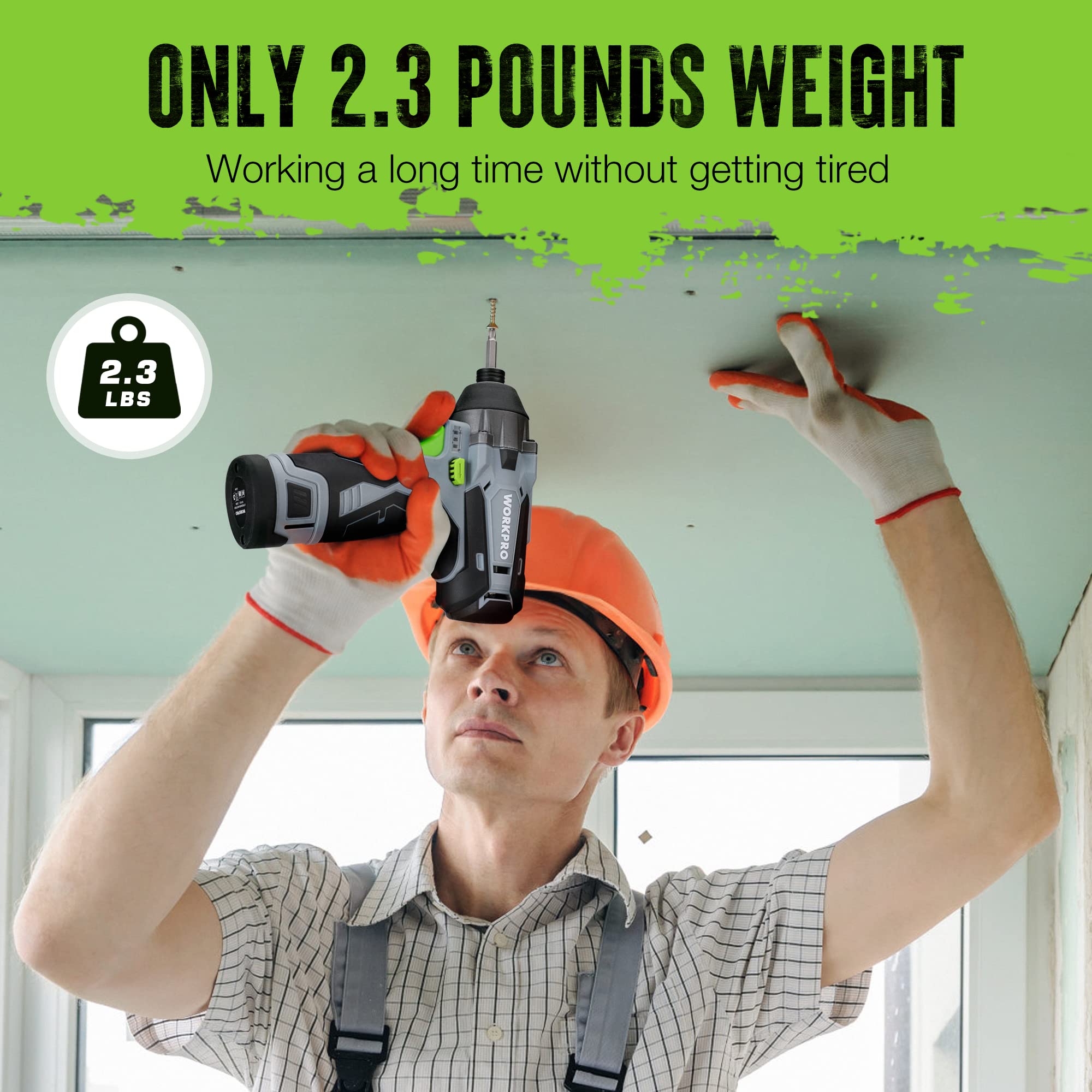 WORKPRO Cordless Impact Driver Kit, 1/4β Hex Electric Impact Drill/Driver Set with 12V 2.0Ah Lithium-ion Battery, 1 Hour Fast Charge, Variable Speed, 14pc Driver Bits and Tool Bag Included