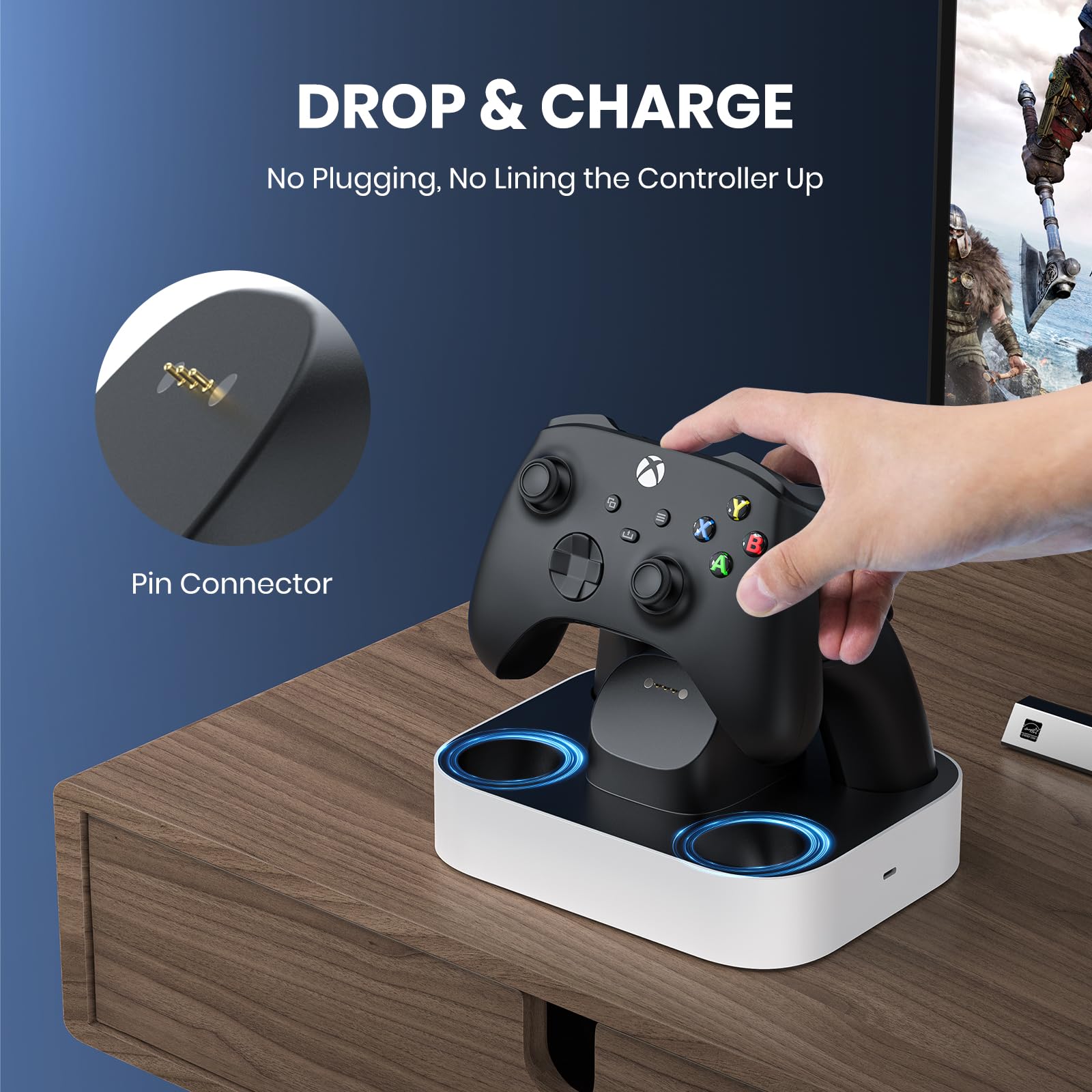 NEWDERY Controller Charger Station for Xbox, 2x1100mAh Rechargeable Battery Packs for Xbox One/Series X|S Controller, Fast Charging Dock with 4 Battery Covers
