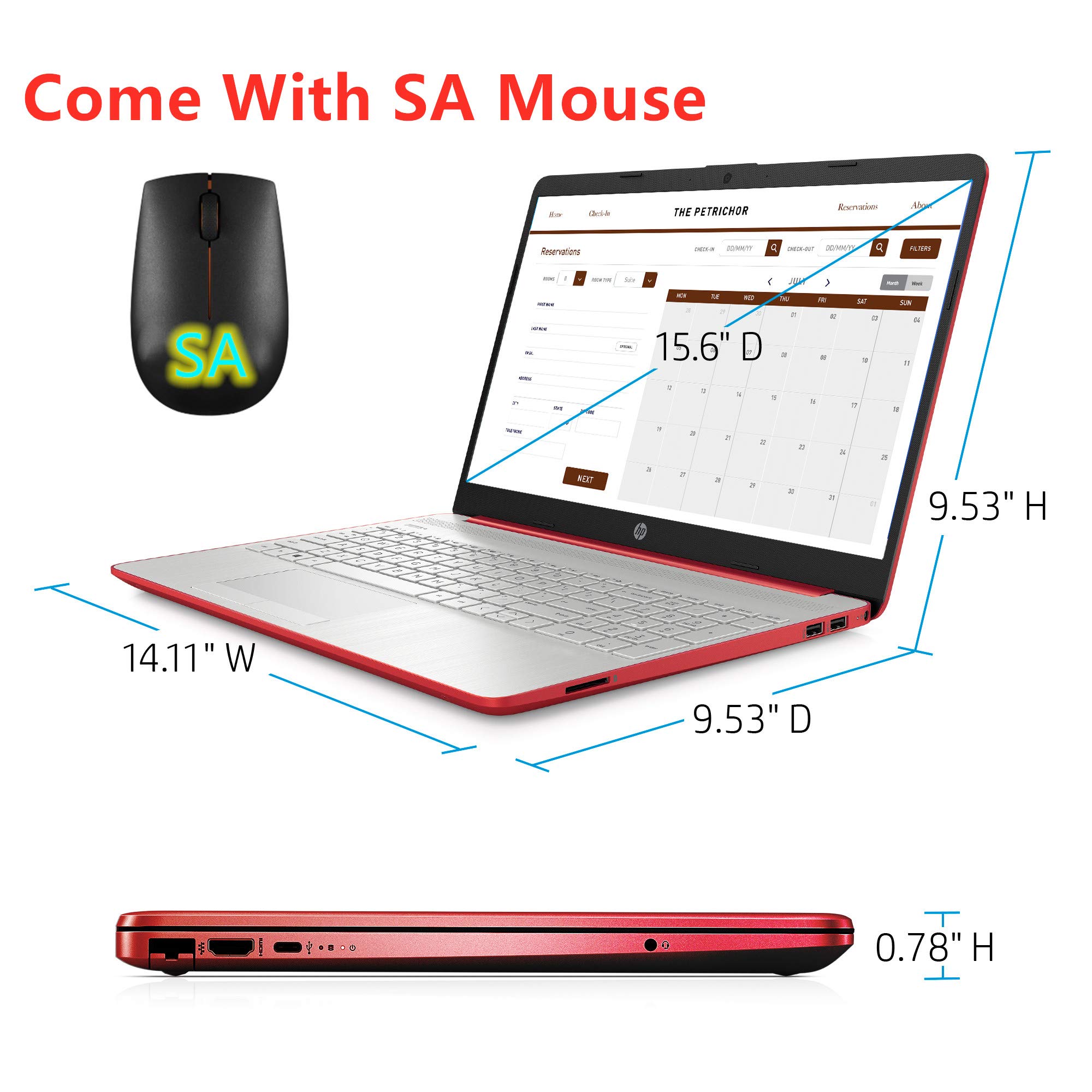 Newest HP 2020 Pavilion 15.6 Intel Pentium Gold 6405U 4GB 128GB SSD Windows 10 Laptop Red with SA M (Renewed)