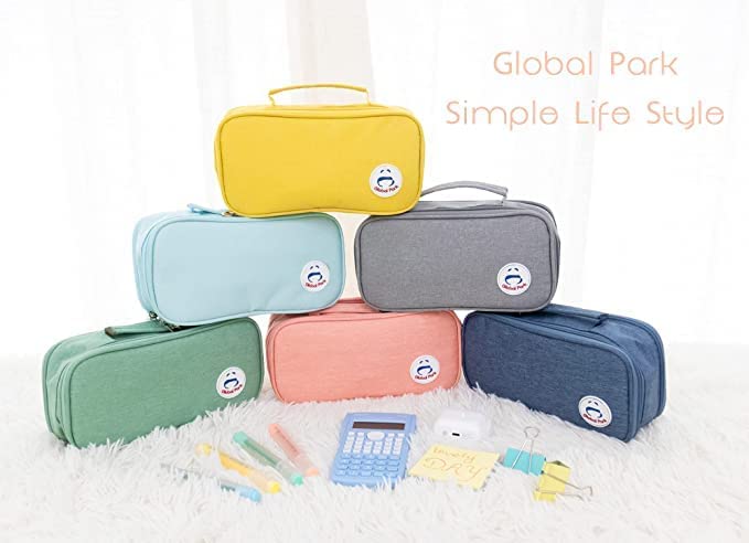 Pencil Case Pen Bag Holder Pouch Large Handle Big Capacity Desk Organizer Storage Marker Box Stationary Makeup Cosmetic Double Zippers for School Office Students Teen