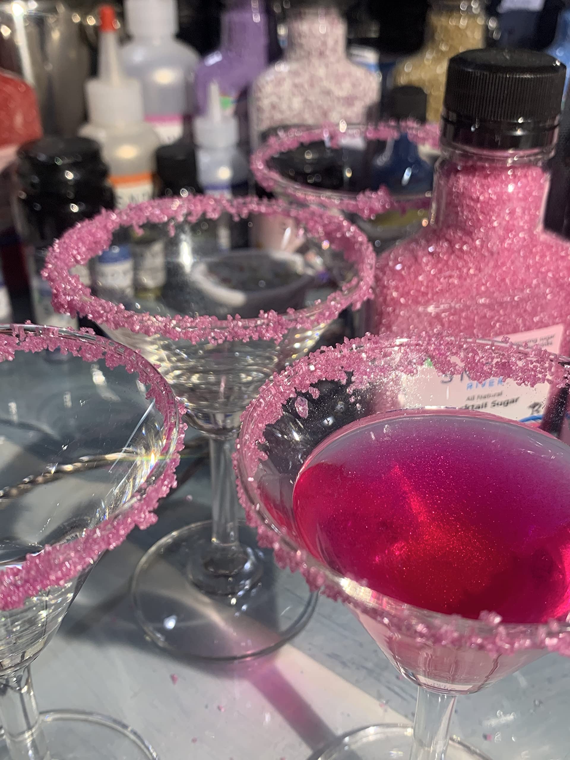 Snowy River Pink Cocktail Rimmer - Naturally Colored Pink Cocktail Sugar, Beverage Rimmer, Margaritas, Kosher (3oz Pink)
