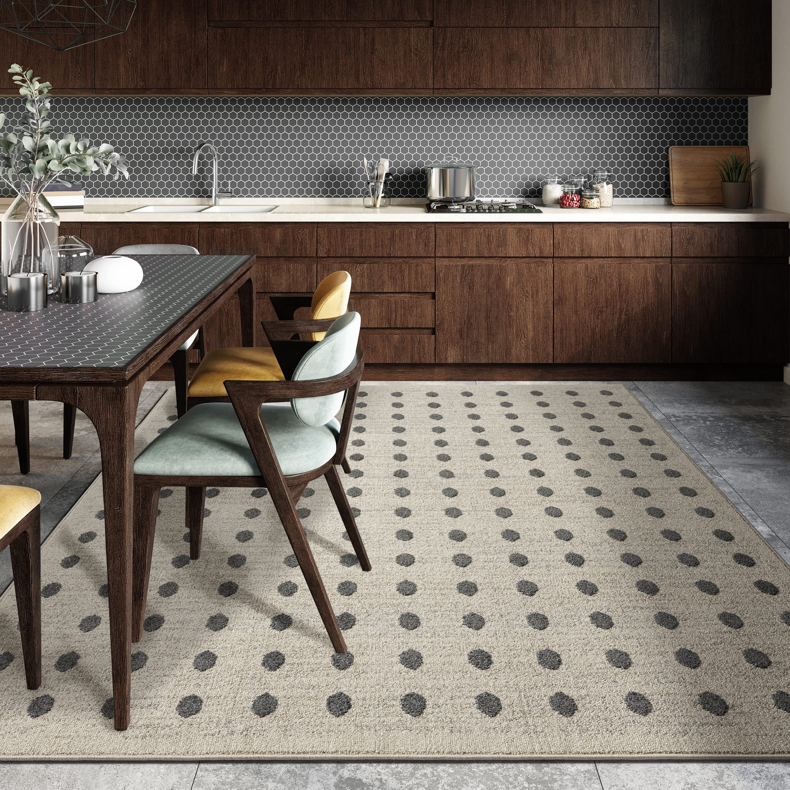 LUXE WEAVERS Modern Geometric Dots Blue 8x10 Area Rug