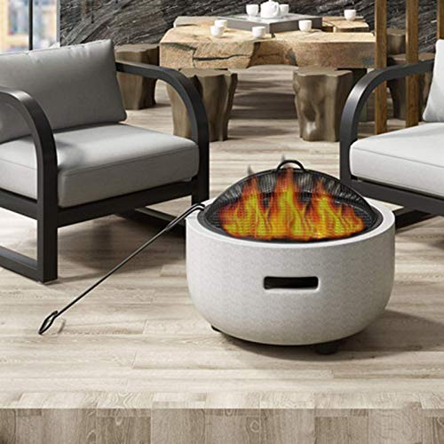 Wyxy Brazier for Garden and Patio, Barbecue Camping Bowl Barbecue with Poker, Barbecue Rack, Mesh Cover, Grate with Mesh Cover 45 35cm