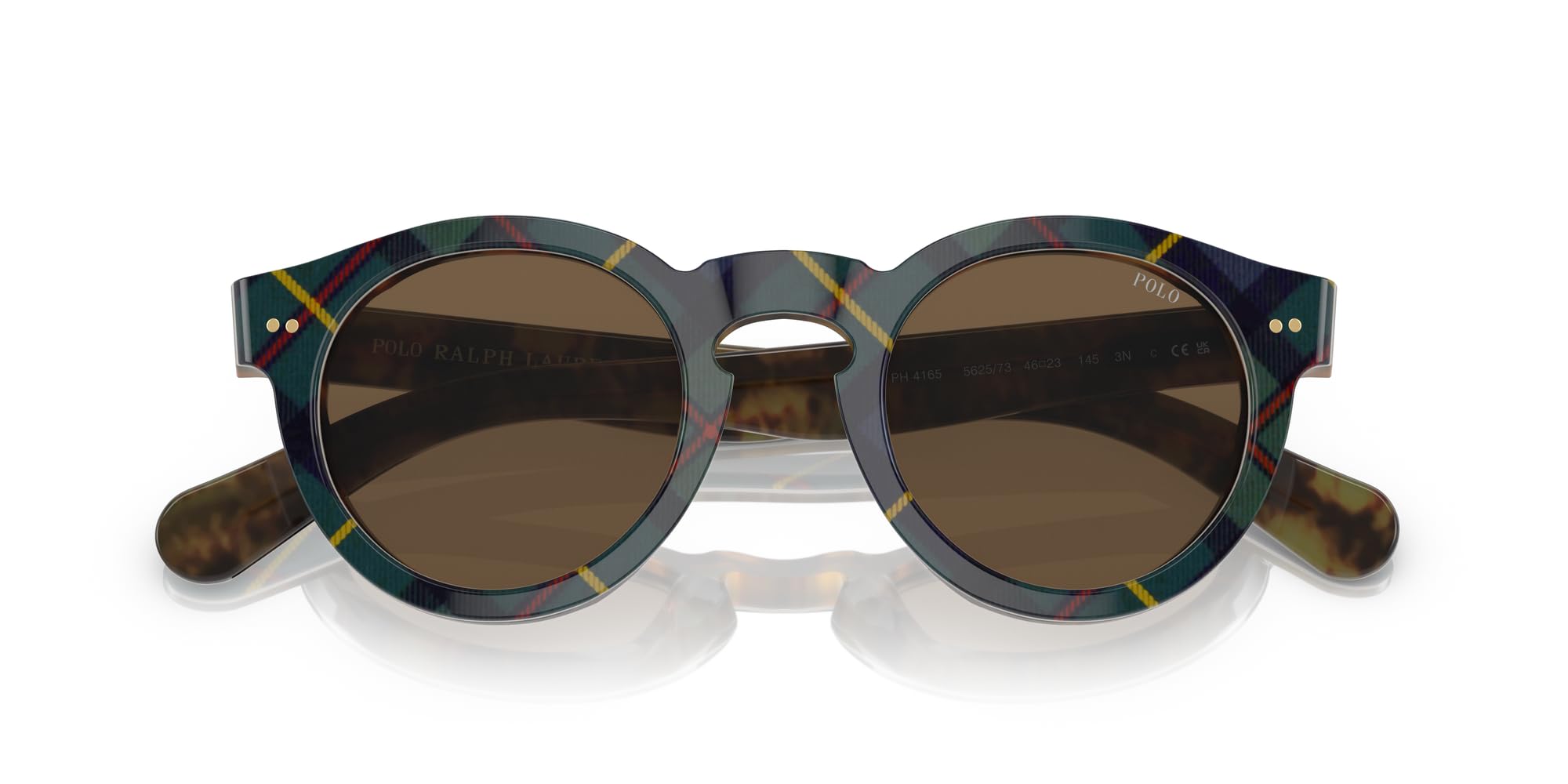 Polo Ralph Lauren Men's PH4165 Round Sunglasses, Shiny Green Havana/Green, 46 mm