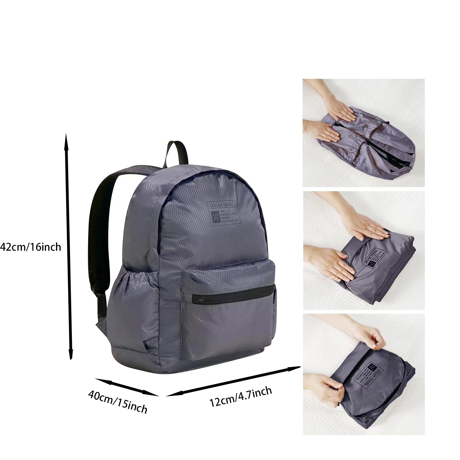 Ougrand Hiking Backpack Waterproof Lightweight Packable Backpack Foldable Backpack for Travel (Gray)