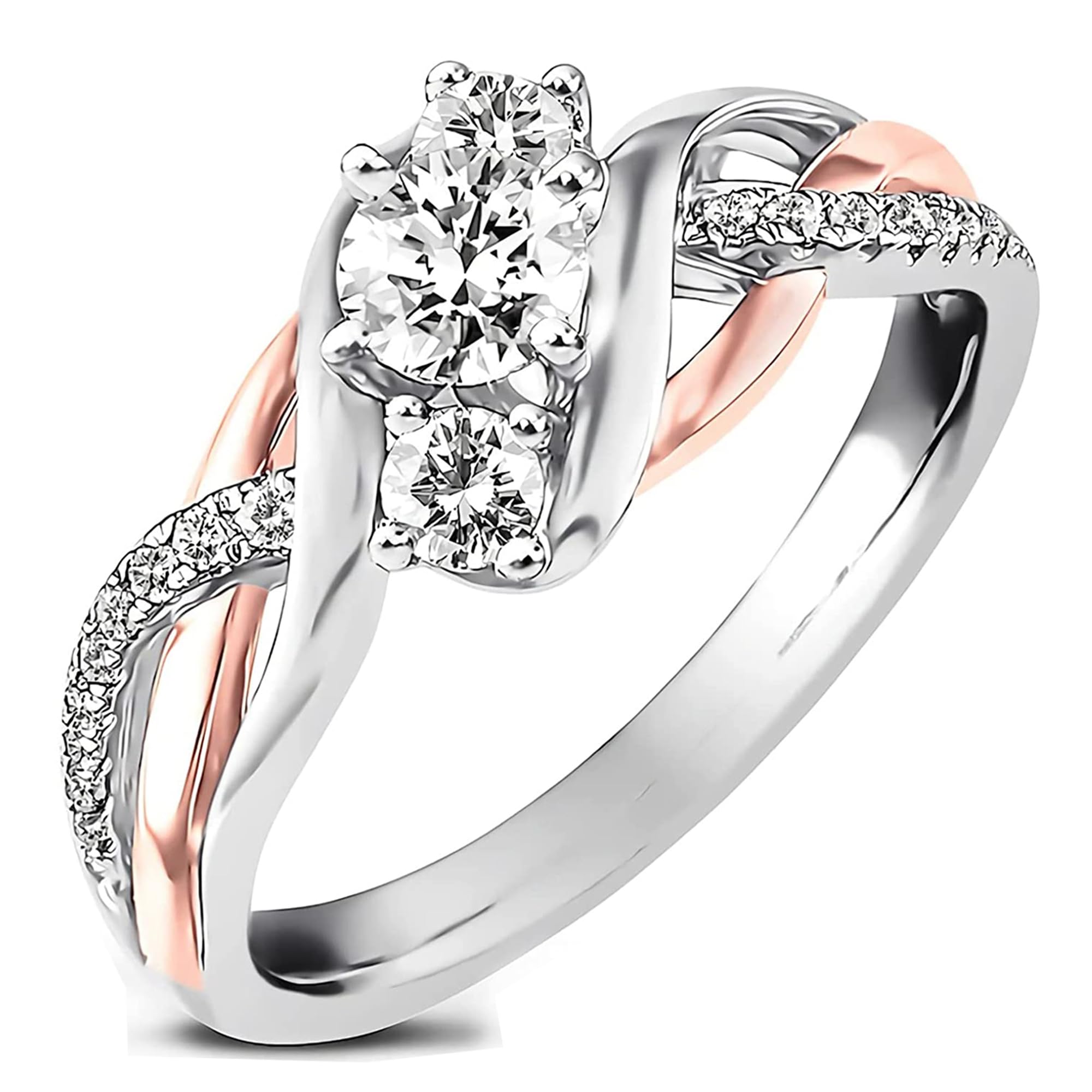 ZLAEBL 1.8 Carat Twisting Infinity Engagement Rings for Women, Mossanite Ring Sterling Silver Plated with White Gold Wedding Ring Love Gifts,7