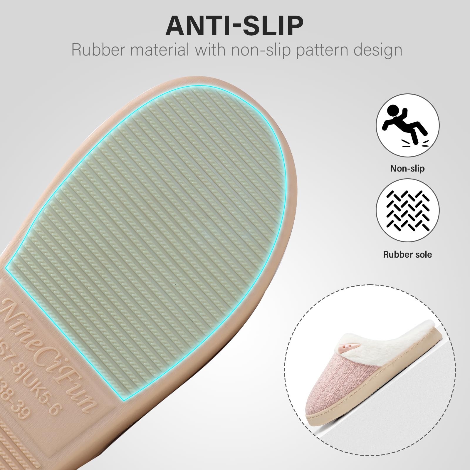 NineCiFun Women's Slippers Scuff Comfy Lightweight House Shoes Slip on Memory Foam Bedroom Slippers Indoor Outdoor Home Shoes with Soft Terry Lining(Pink,7-8)