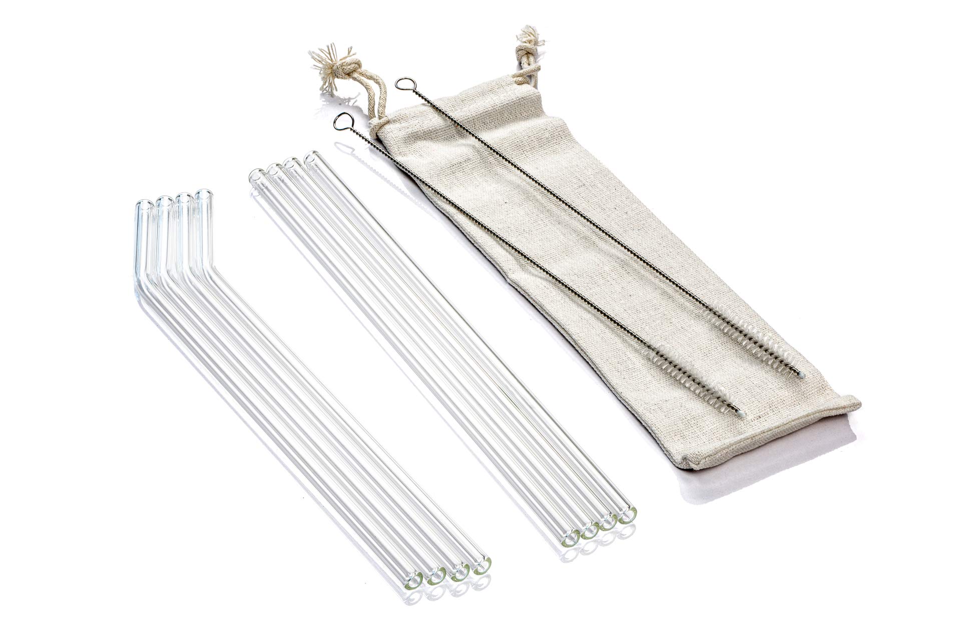 Simplifi It Assorted Clear Glass Straw Set with Nylon Cleaning Brushes (11 PC.) - SI-SGL10-11C