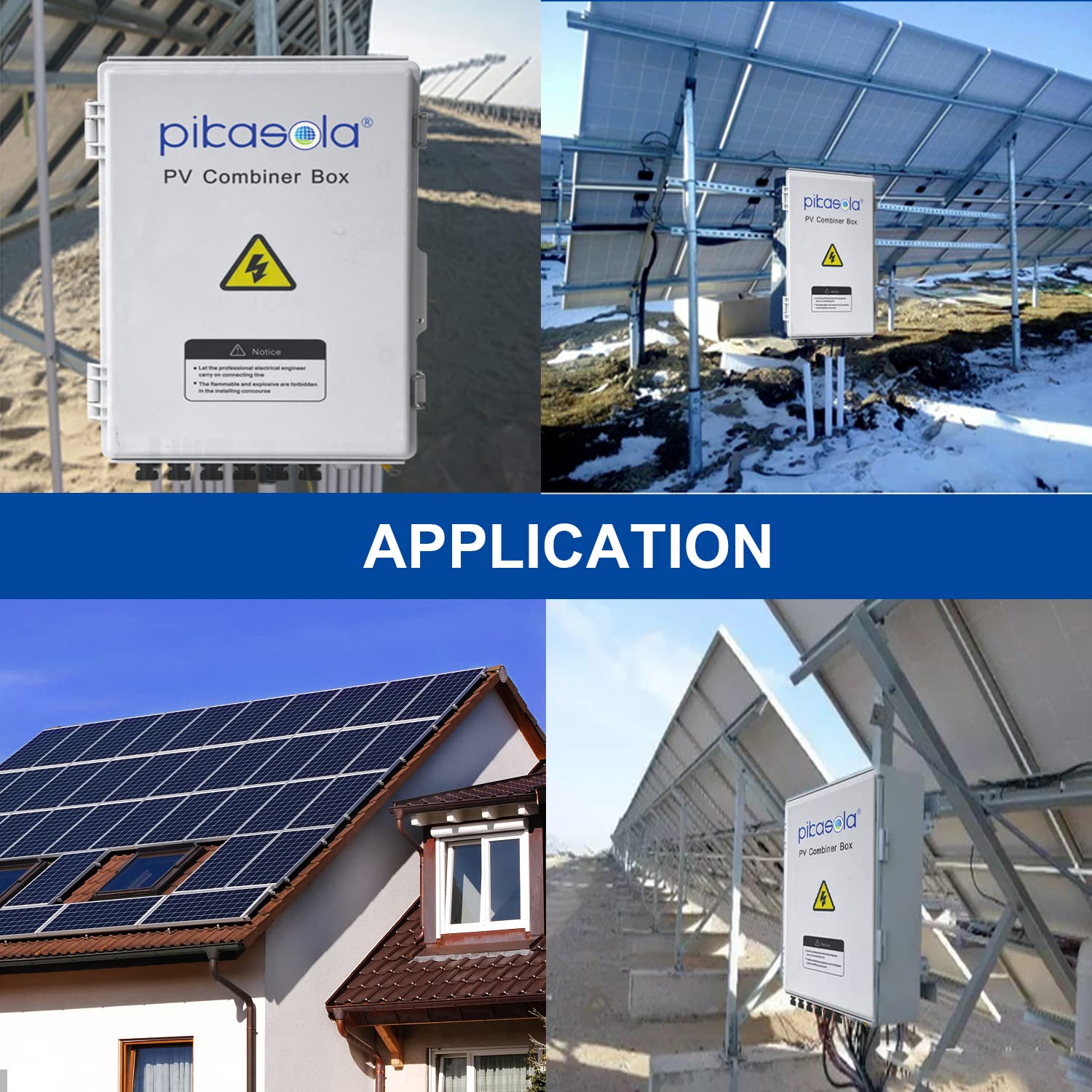 Pikasola PV Combiner Box, 6 String Solar Combiner Box with 15A LED Fuse, Lightning Arreste and 63A Air Circuit Breaker,Combiner Box for Solar Panel On/Off Grid System, IP65 Water Resistant